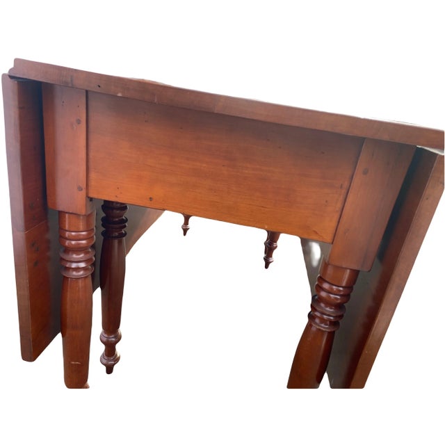 Mid 19th Century Solid Cherry Antique Drop Leaf Table - Gate Leg Dining ...
