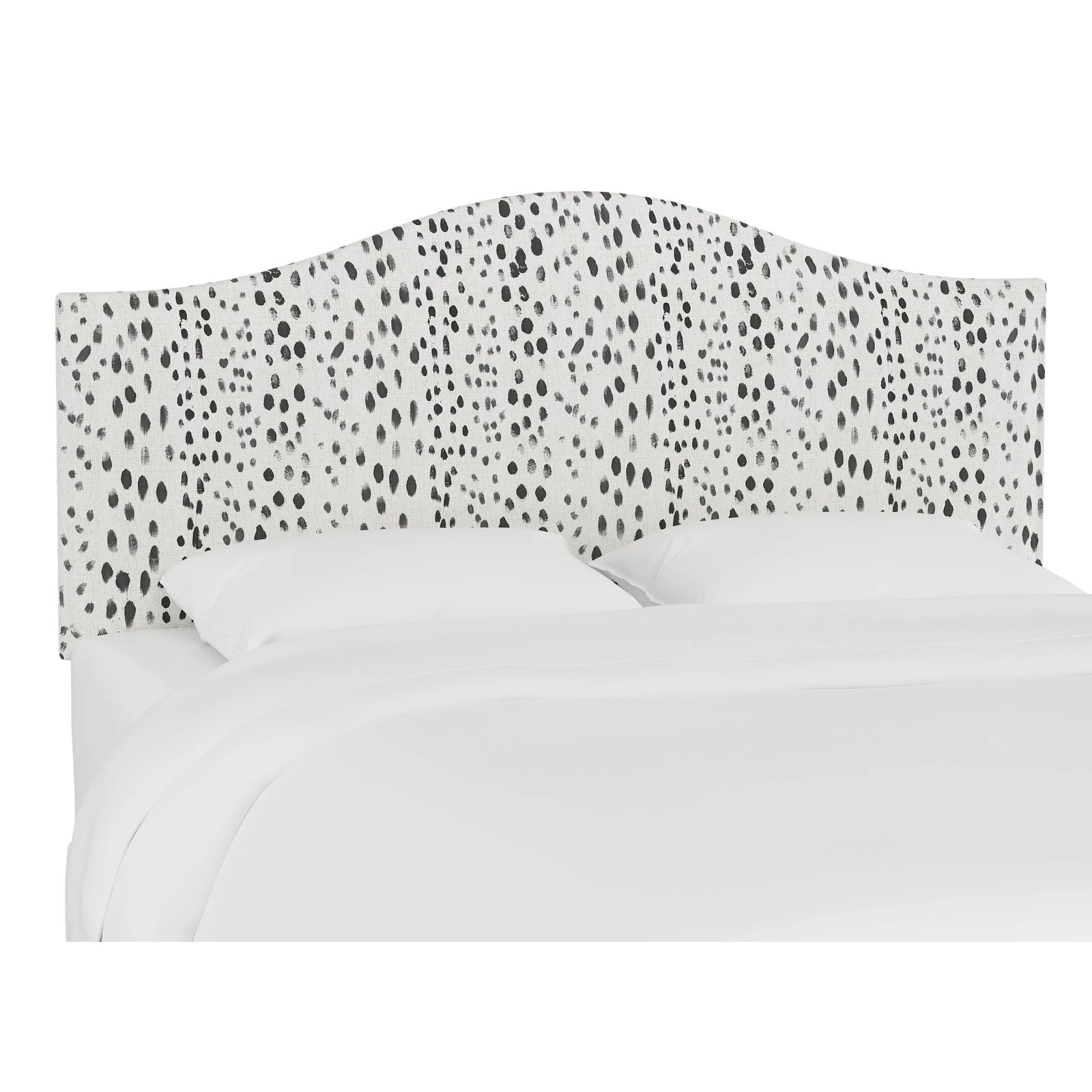 Kenmore Headboard in Ink Linen Leopard, Queen | Chairish