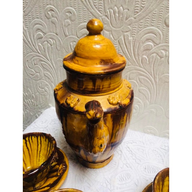 Vintage Mid Century Mexico Oaxaca Yellow Ware Drip-Ware Coffee Tea Set ...