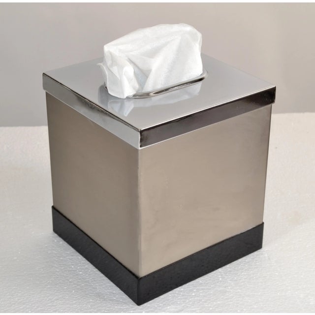 1990s Chromium Square Tissue Box Cover Modern Facial Paper Holder ...