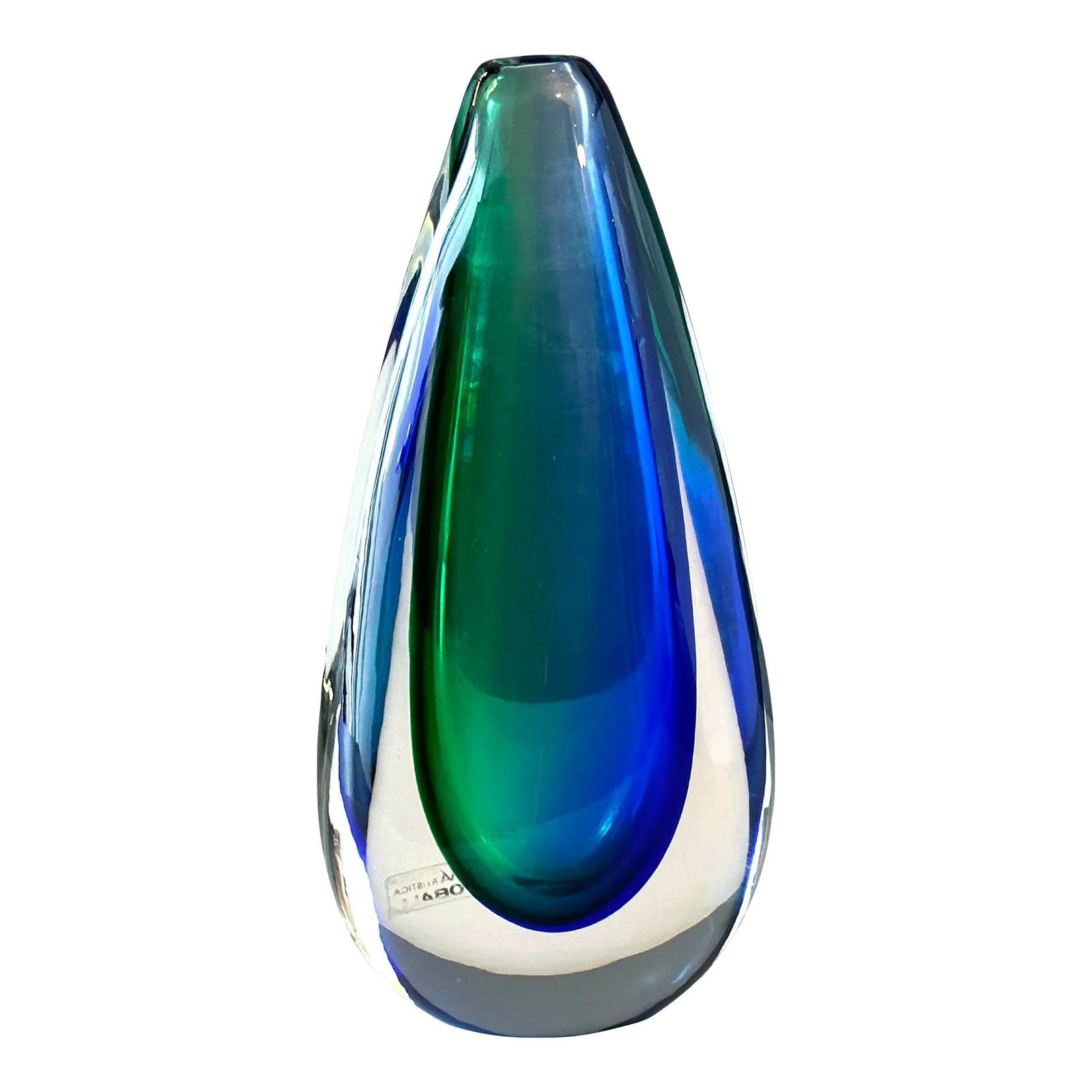 1980s Large Oball Murano Sommerso Teardrop Vase | Chairish
