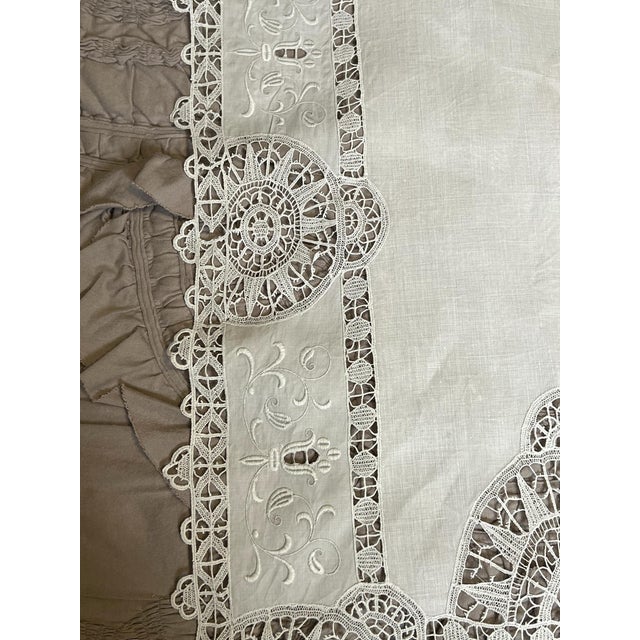 Vintage Linen, Lace, & Embroidered Long Table Runner | Chairish