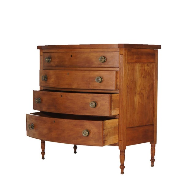 Antique Sheraton Cherry Four Drawer Swell Front Chest Circa 1830 | Chairish