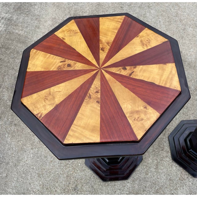 Vintage Art Deco Inlaid Wood Pedestals | Chairish
