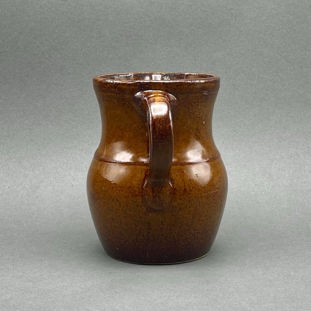 Antique Brown Glazed Primitive Farmhouse Stoneware Pitcher Marked ...