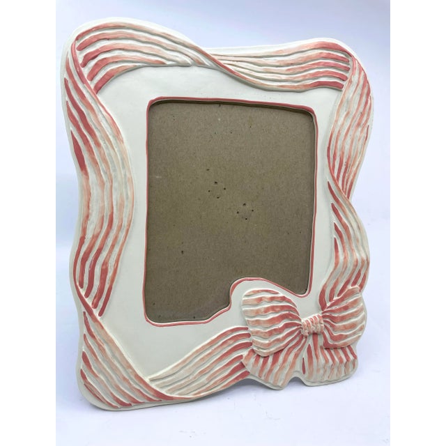 Vintage Pink Ribbon Bow Shaped Picture Frame | Chairish