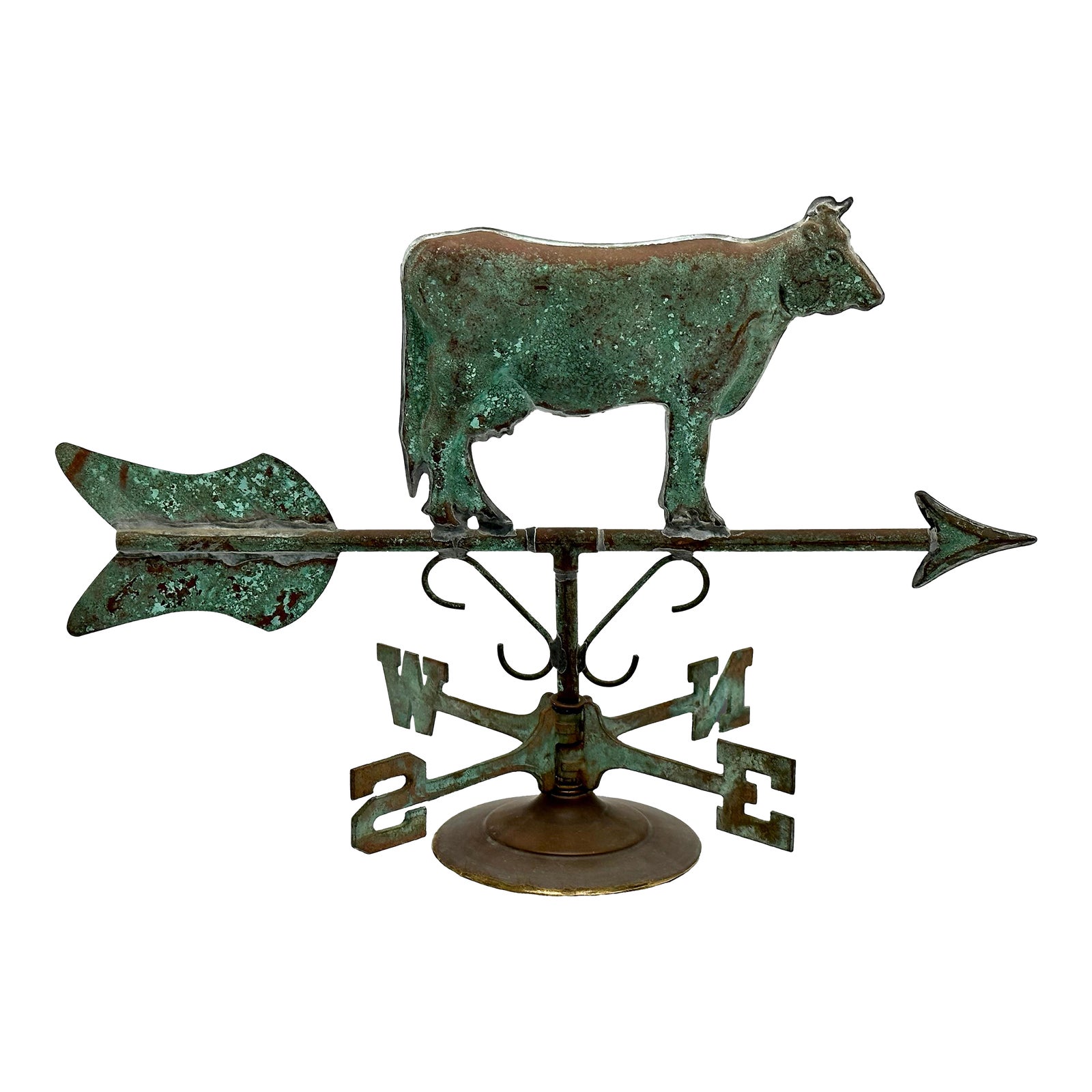 Very Decorative Vintage Mid Century Copper & Brass Cow Weathervane With ...
