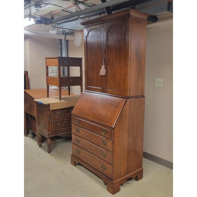 Vintage Statton Cherry Wood Chippendale American Colonial Secretary ...