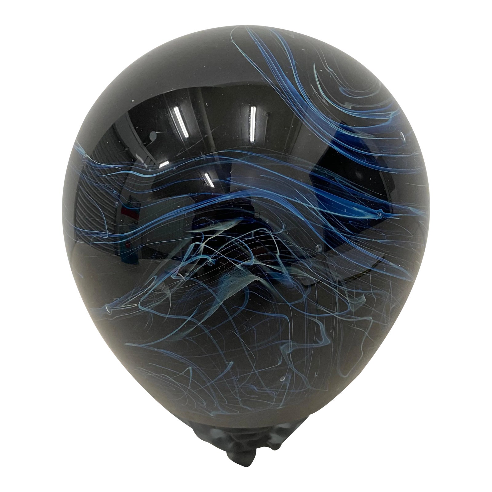 Bill Slade "Modern Blue Swirl" Art Glass Sculpture C.1990 | Chairish