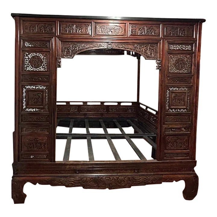 Antique Chinese Traditional Qing Dynasty Hand Carved Bed All Original ...