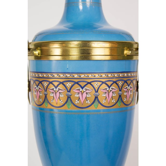 19th Century Blue Sevres Style Porcelain Lamp | Chairish