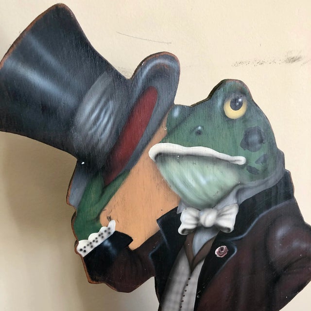 1990s Hand Painted Frog Butler Dummy Board | Chairish
