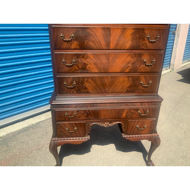 1920s Antique Flame Mahogany Ball and Claw Highboy Dresser | Chairish