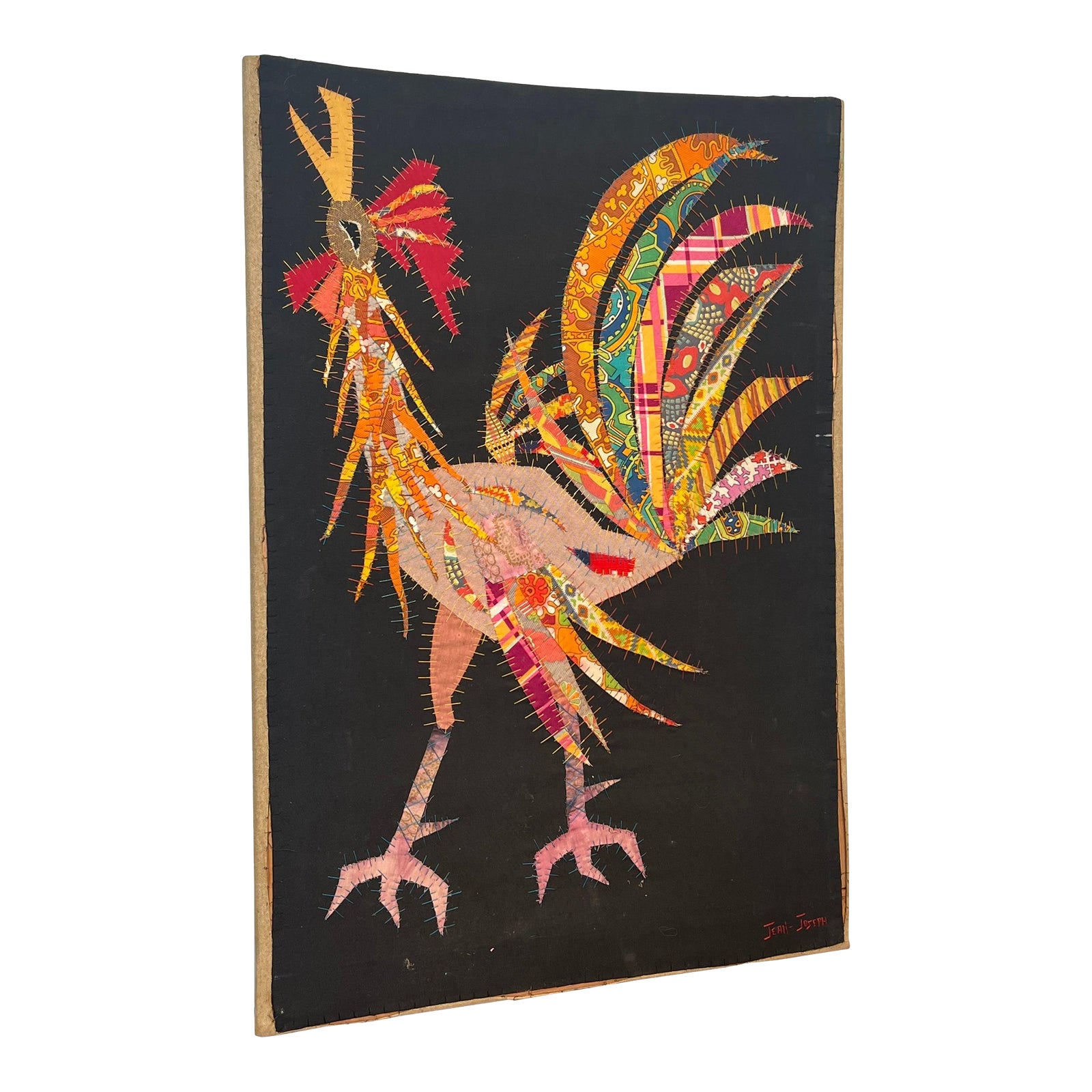 Patchwork representing a rooster Signed Jean Joseph | Chairish