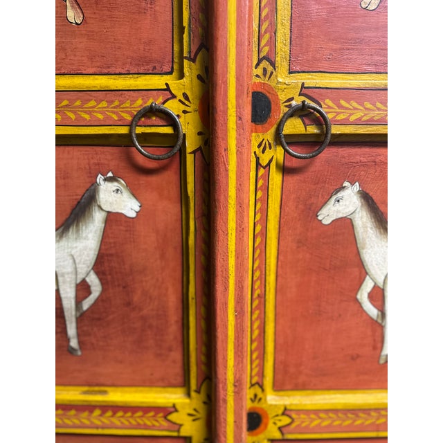 1990s Hand Painted Tall Armoire With Animal Motive | Chairish