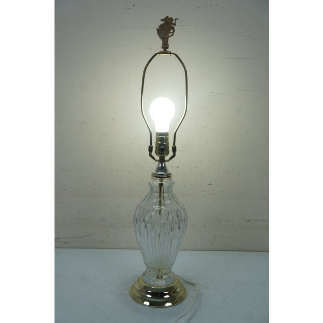 Mid 20th Century Heyco Brass Cut Crystal Vase Urn Table Lamp W Angel ...