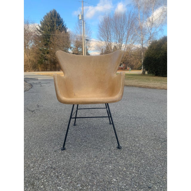 1950s Selig Lawrence Peabody Fiberglass Wingback Chair Beige | Chairish
