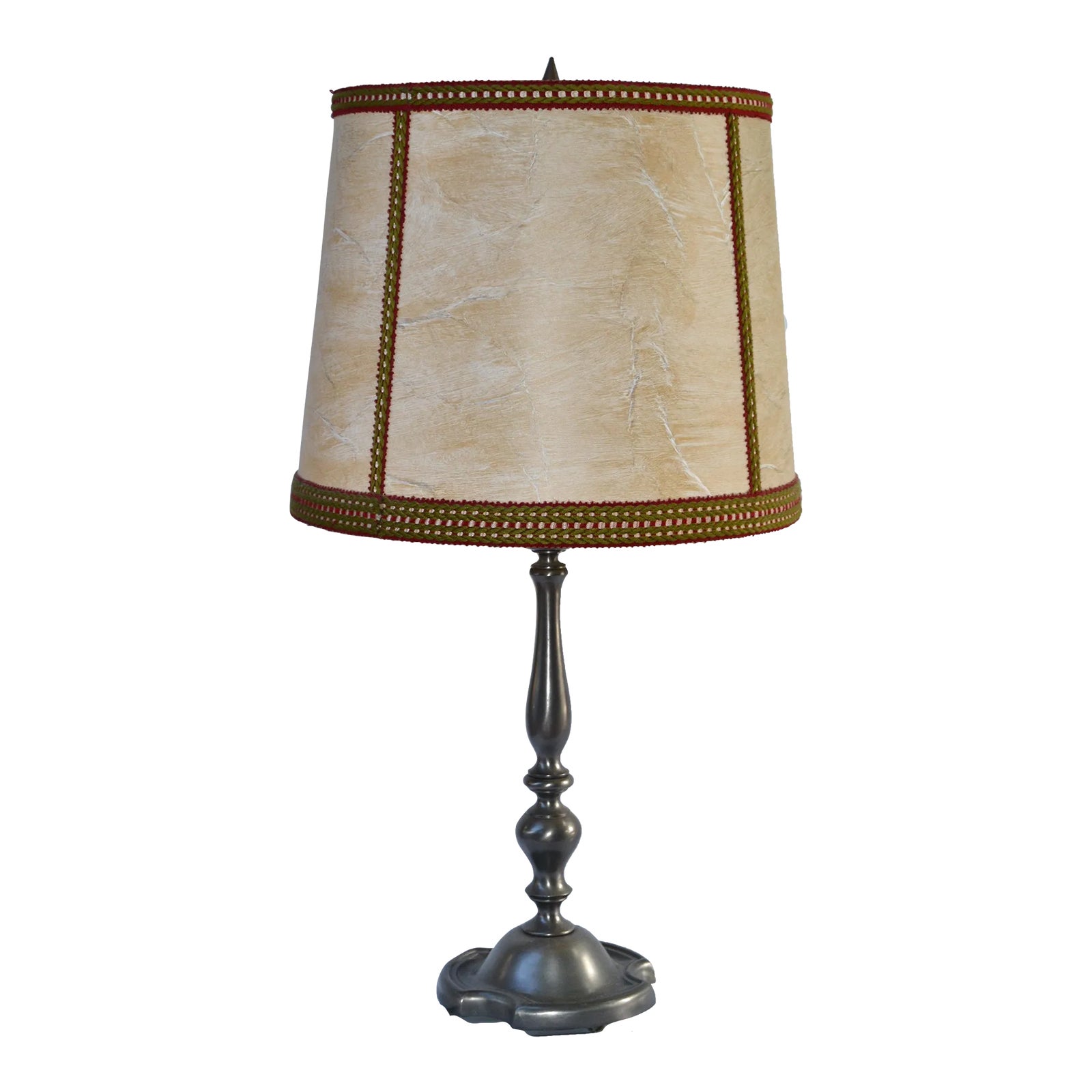 American Silver Finish Turned Design Metal Table Lamp Parchment Shade ...