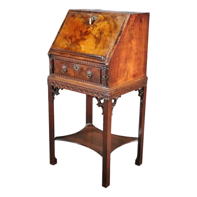 Burl Walnut Secretary Desk | Chairish