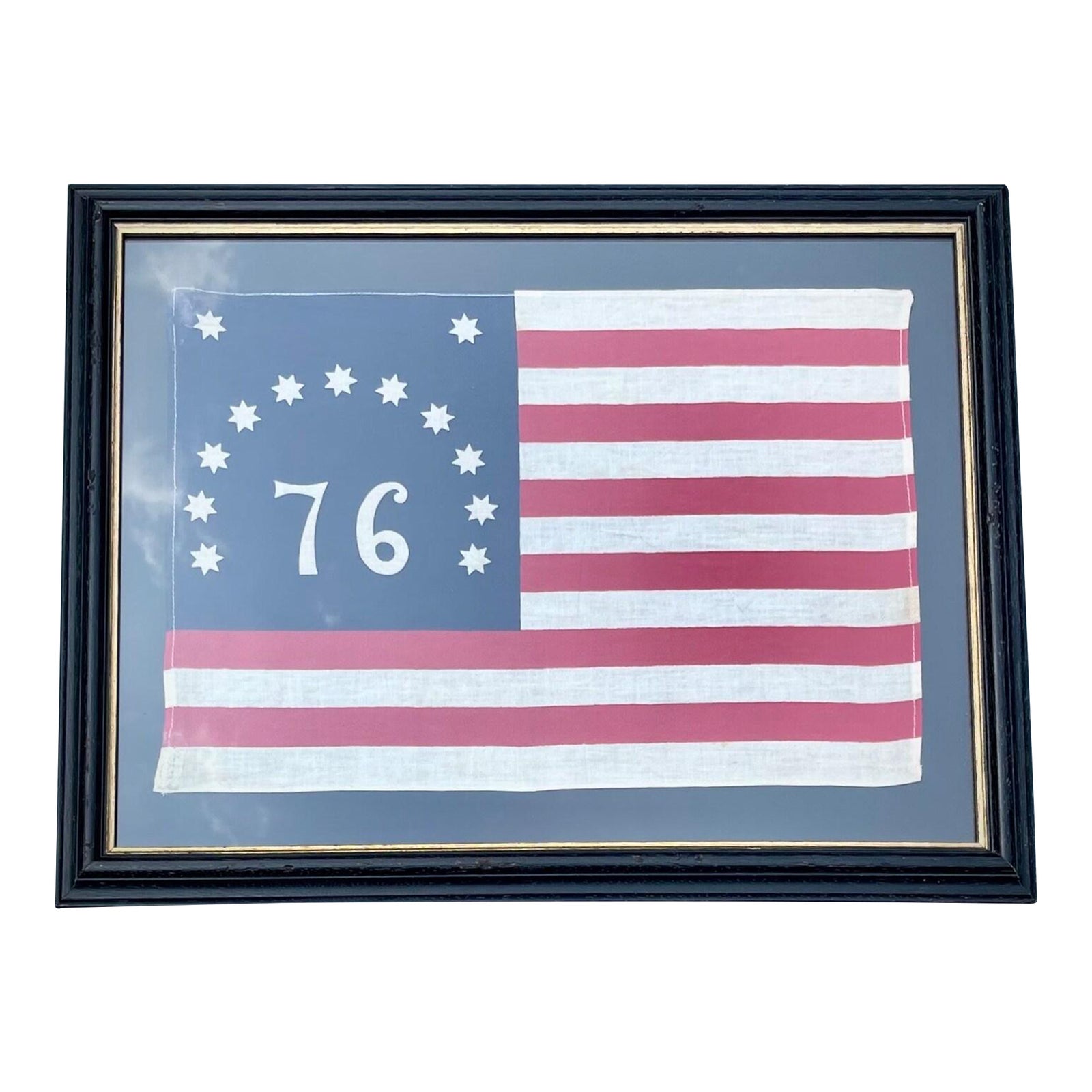 Vintage Bicentennial American Flag in Period Frame Bennington Flag 1976 ...