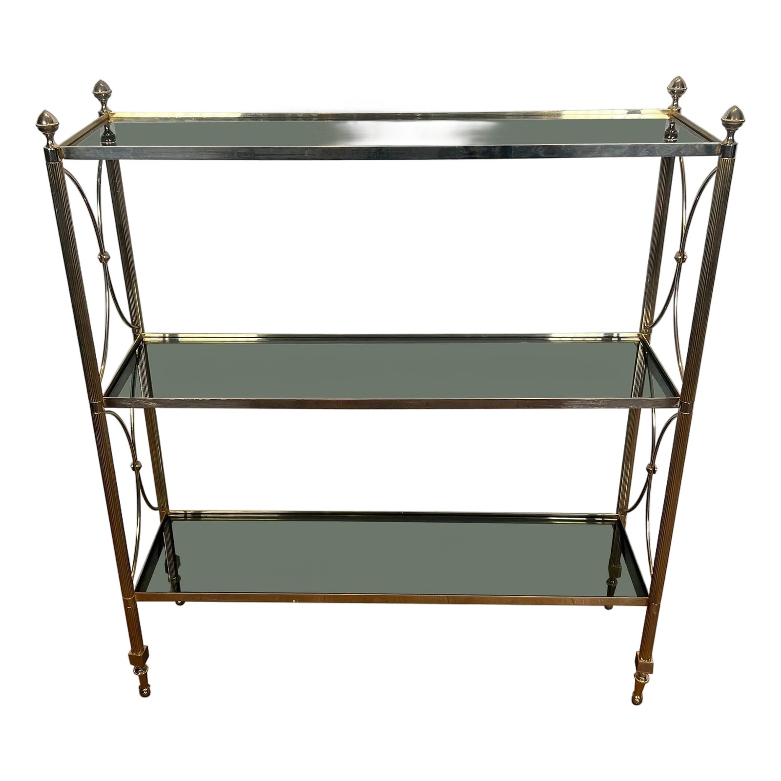 1940s Neoclassical silver metal shelves in the style of Maison Jansen ...