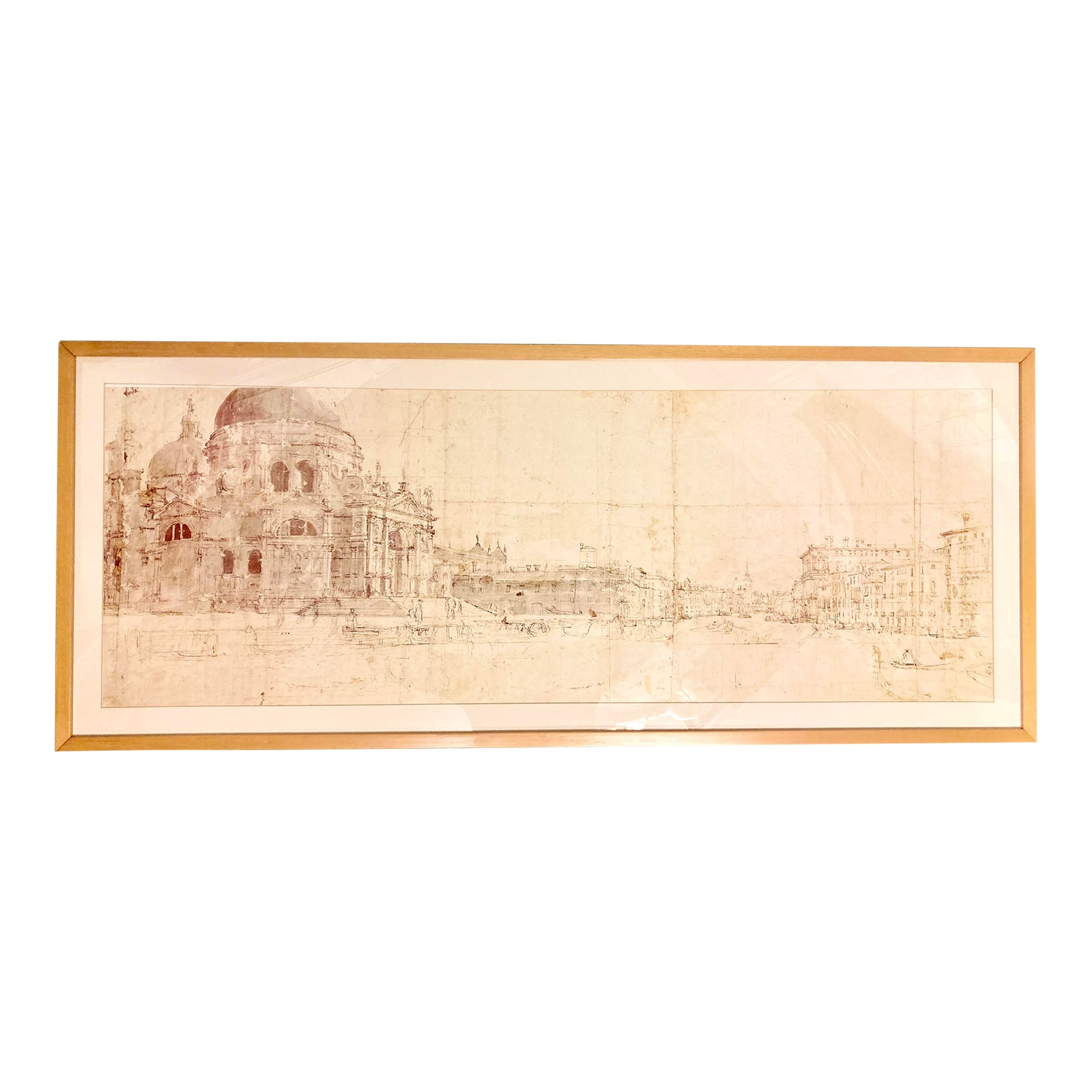 Venice Large Scale Etching in Sepia Tone | Chairish