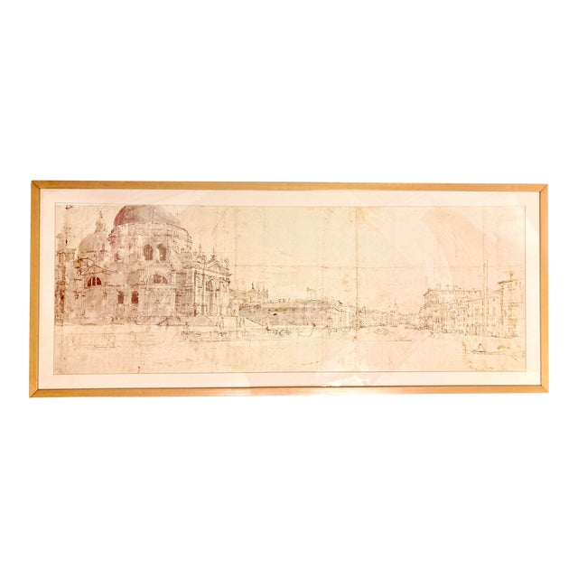 Venice Large Scale Etching in Sepia Tone | Chairish