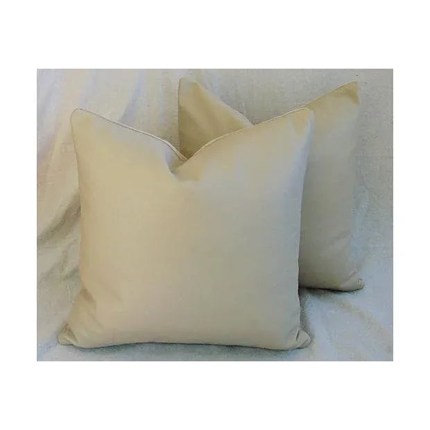 Premium Tanned Italian Leather/Linen Pillows 20" Square - Pair | Chairish