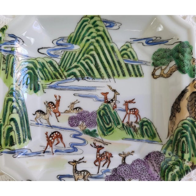 1960s Small Square Decorative Landscape Plate, Made in Macau | Chairish