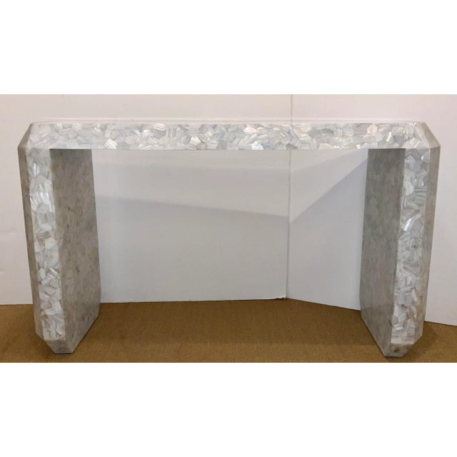 Theodore Alexander Modern Faux Mother of Pearl Diamante Console Table ...
