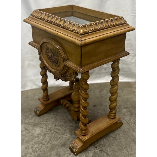 Italianate Antiqued Shadow Box Side Table | Chairish