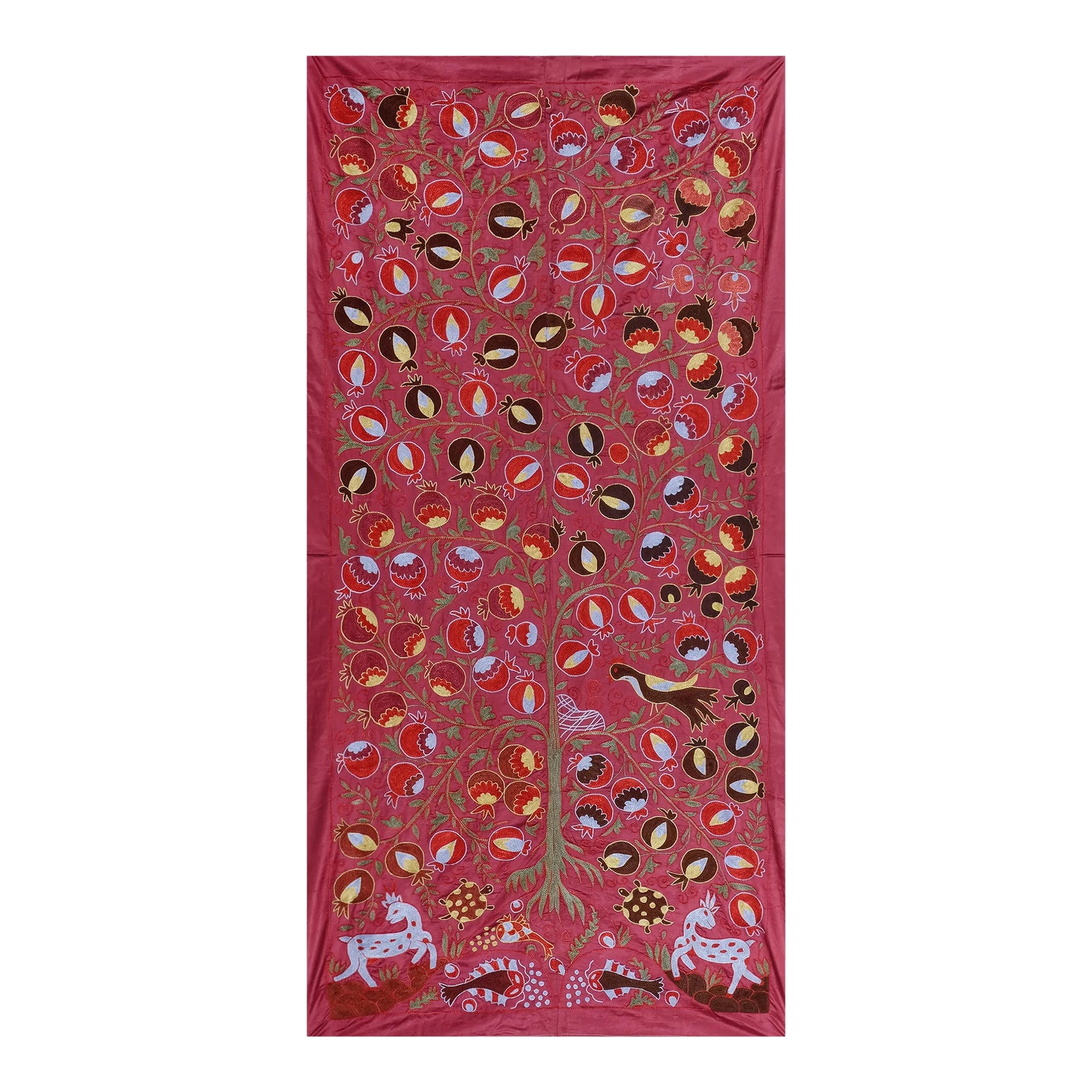 Suzani Wall Decor With Tree of Life Fish Pictorial Motifs 3'2'' X 6'4 ...
