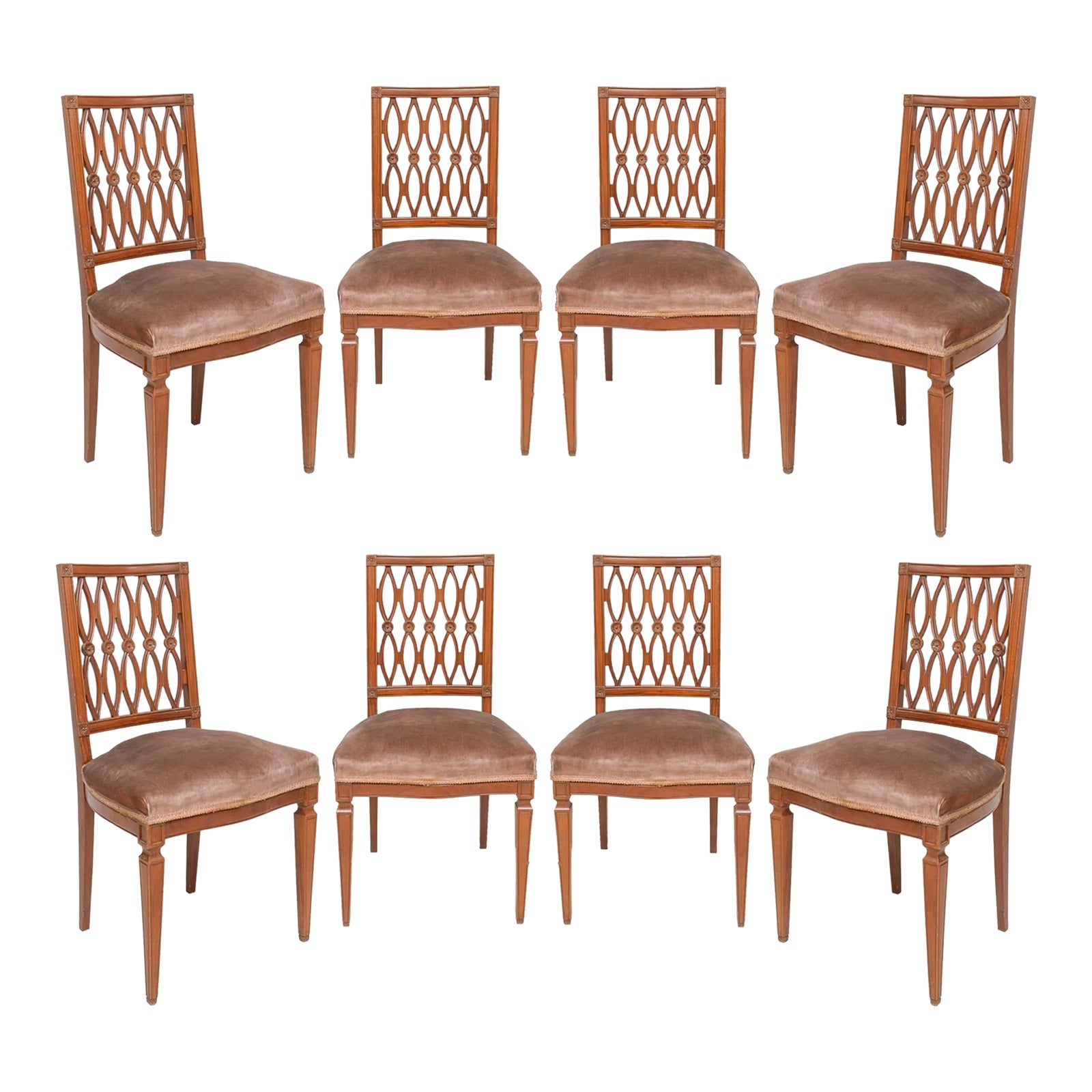 Set of Eight Continental Dining Chairs in the Neoclassic Manner | Chairish