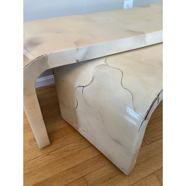 1970s Waterfall Style Folding Swivel Goatskin Mosaic Coffee Table ...