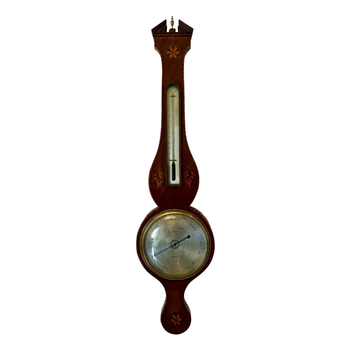 Antique George III Mahogany Shell Inlaid Banjo Barometer, 1800s | Chairish