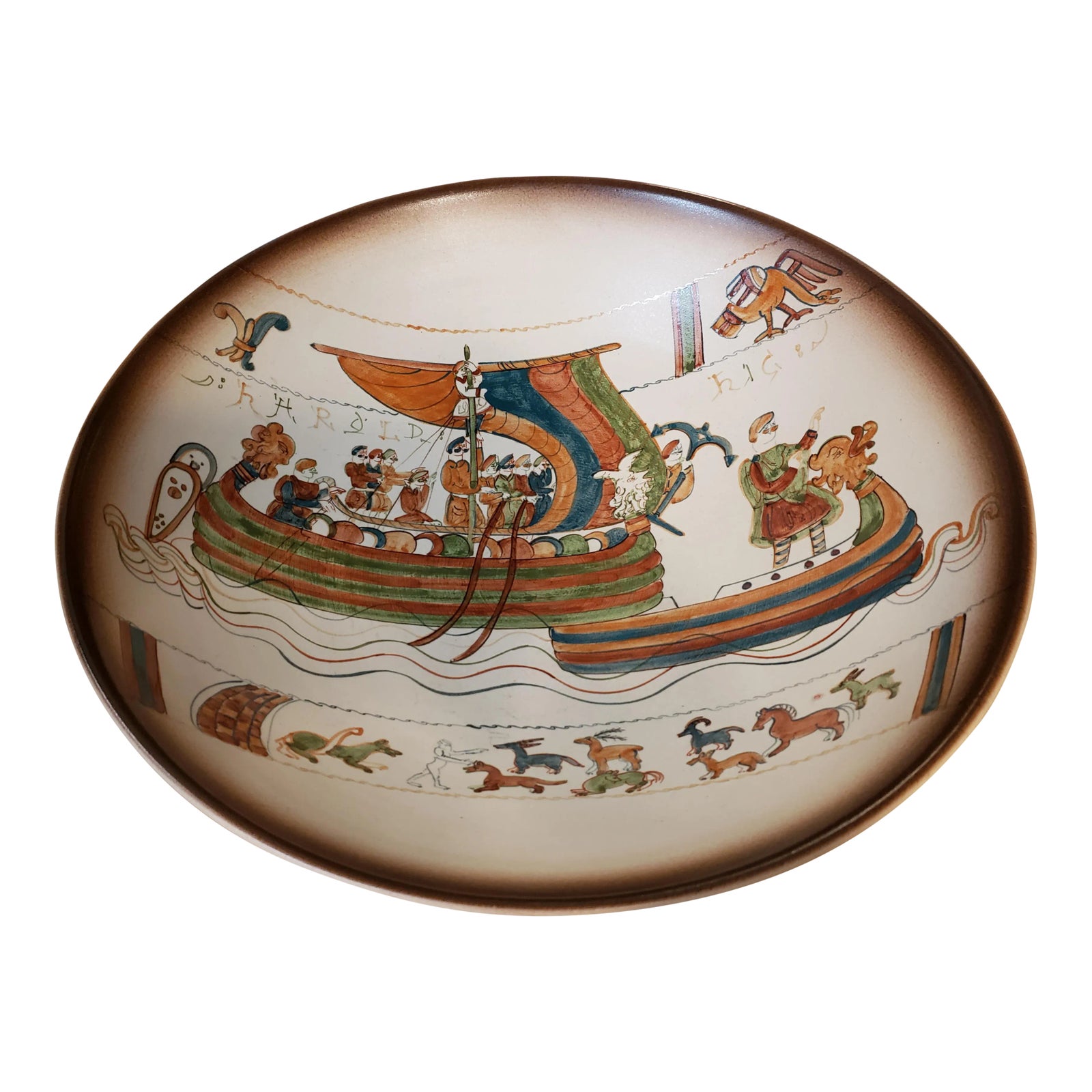 1900 French Baie Du St. Michel Pottery Norman Conquest of England Motif ...