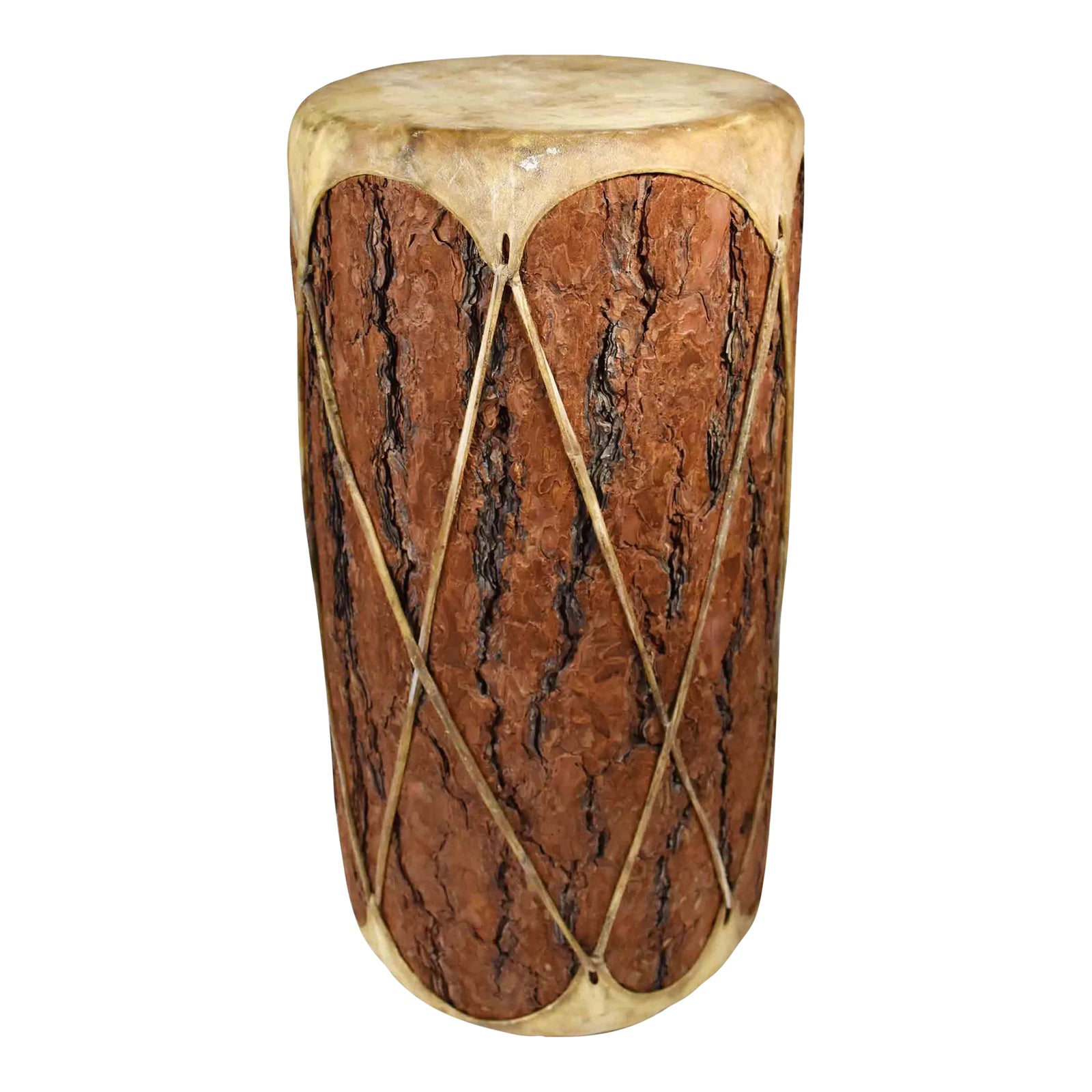 Mid 20th Century Handmade Double Sided Rawhide Leather Covered Hollow ...