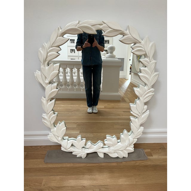 Large Mid 20th Century Serge Roche Style White Plaster Mirror | Chairish