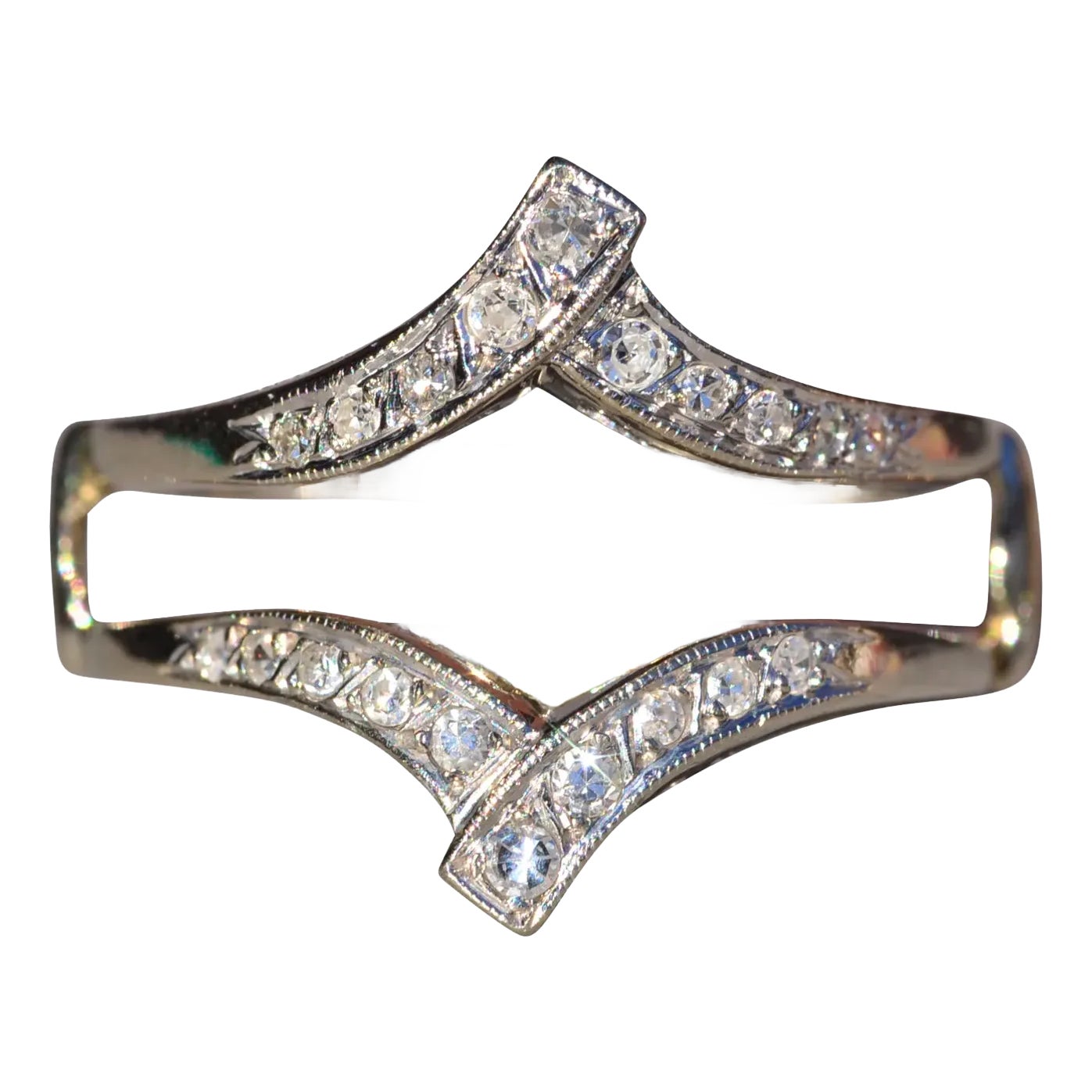 The Traverston: Ladies 14K White Gold Diamond Ring Jacket | Chairish