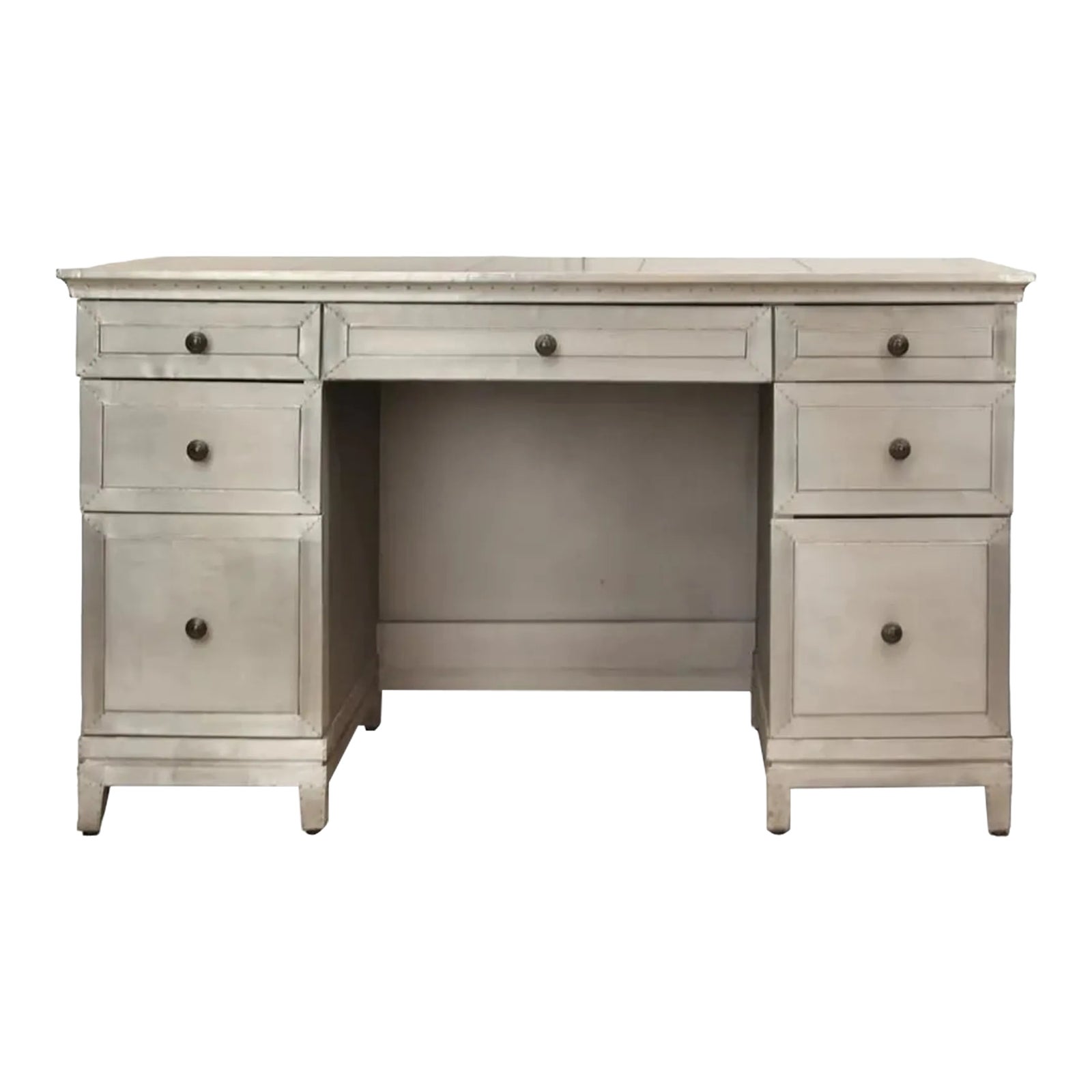 Restoration Hardware Annecy Zinc-Wrapped Desk | Chairish