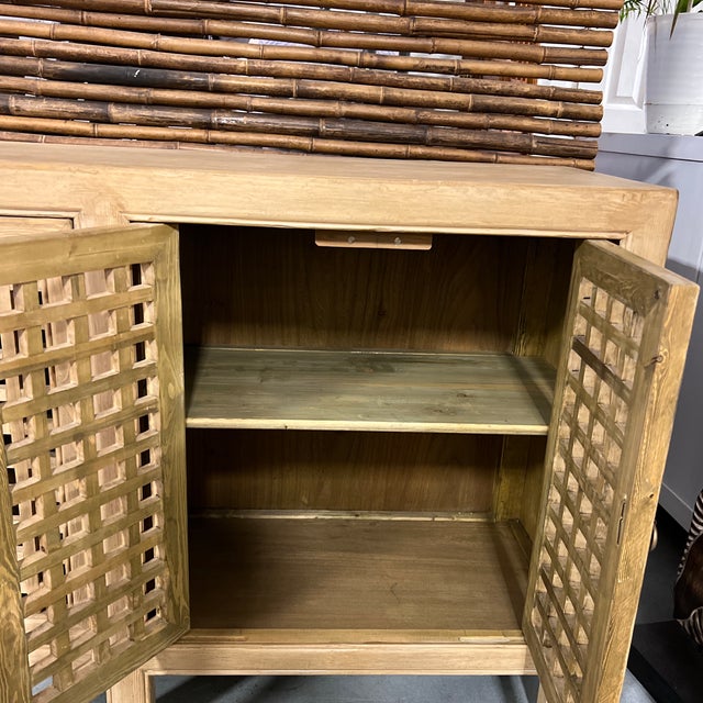 Natural 4 Door Lattice Sideboard Buffet | Chairish