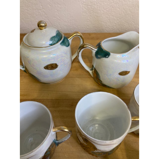 Antique Japanese Hand Painted Dragon Tea Set - 17 Pieces | Chairish