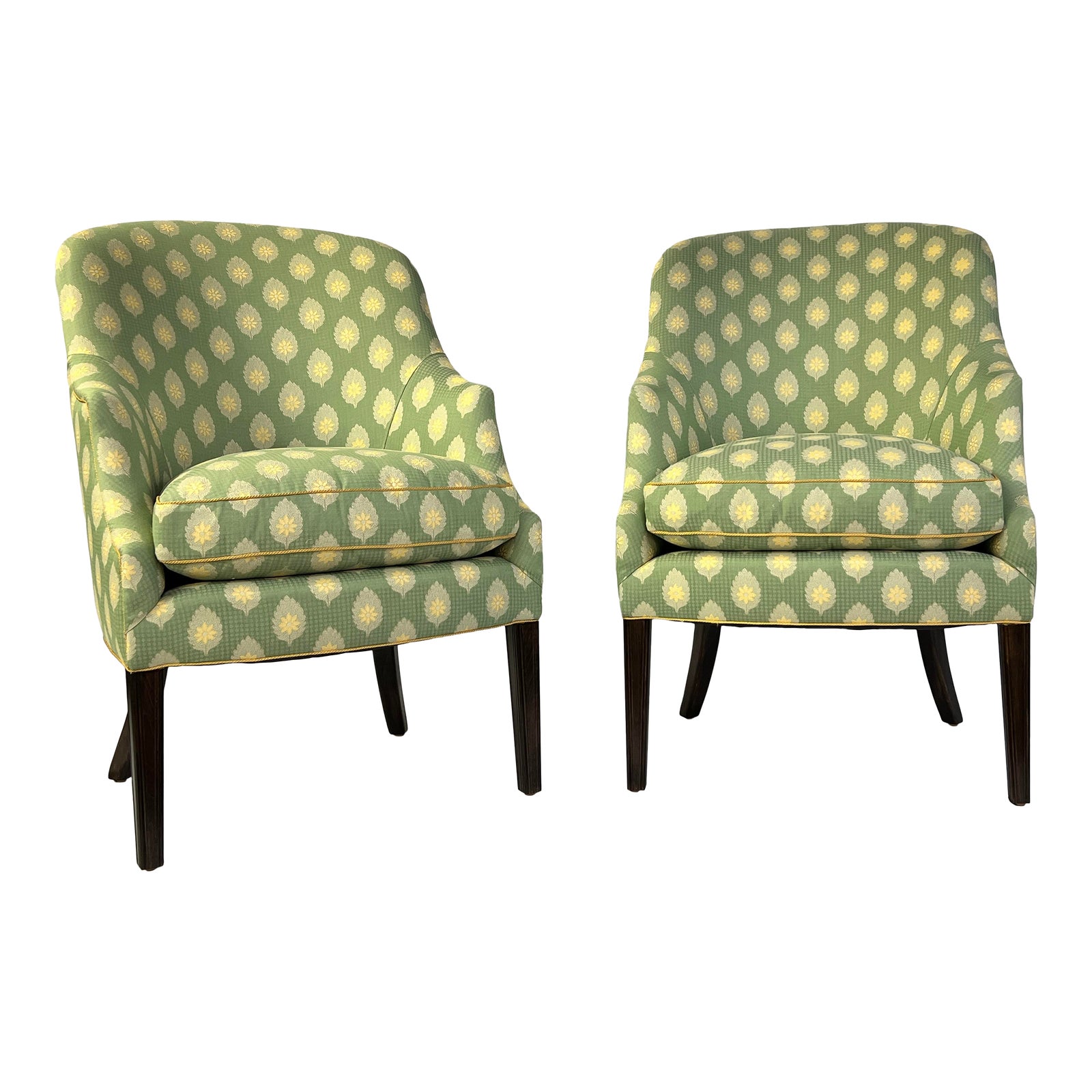 Custom High Back Tub Chairs - a Pair | Chairish