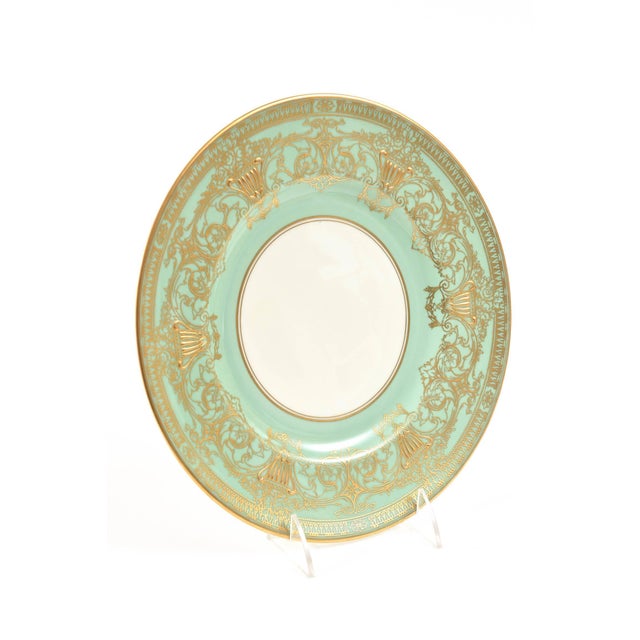 Turquoise Gilded Dinner/Presentation Plates - Set Ten | Chairish