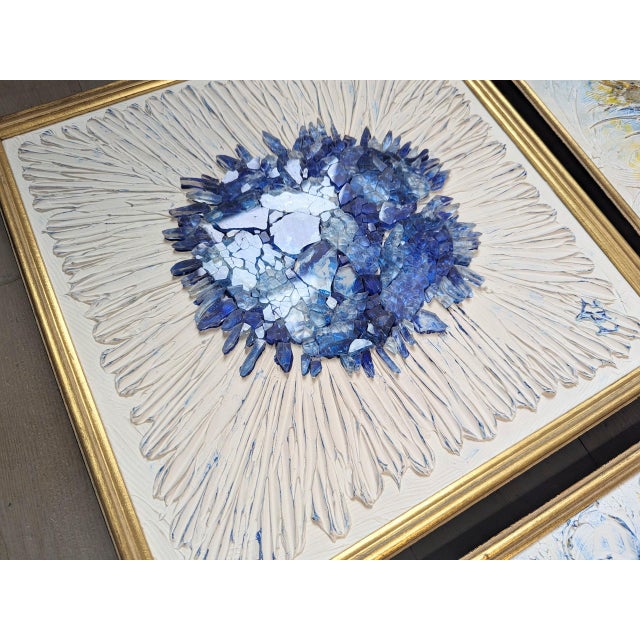 Framed Mixed Media & Glass Paintings - Set of 4 | Chairish