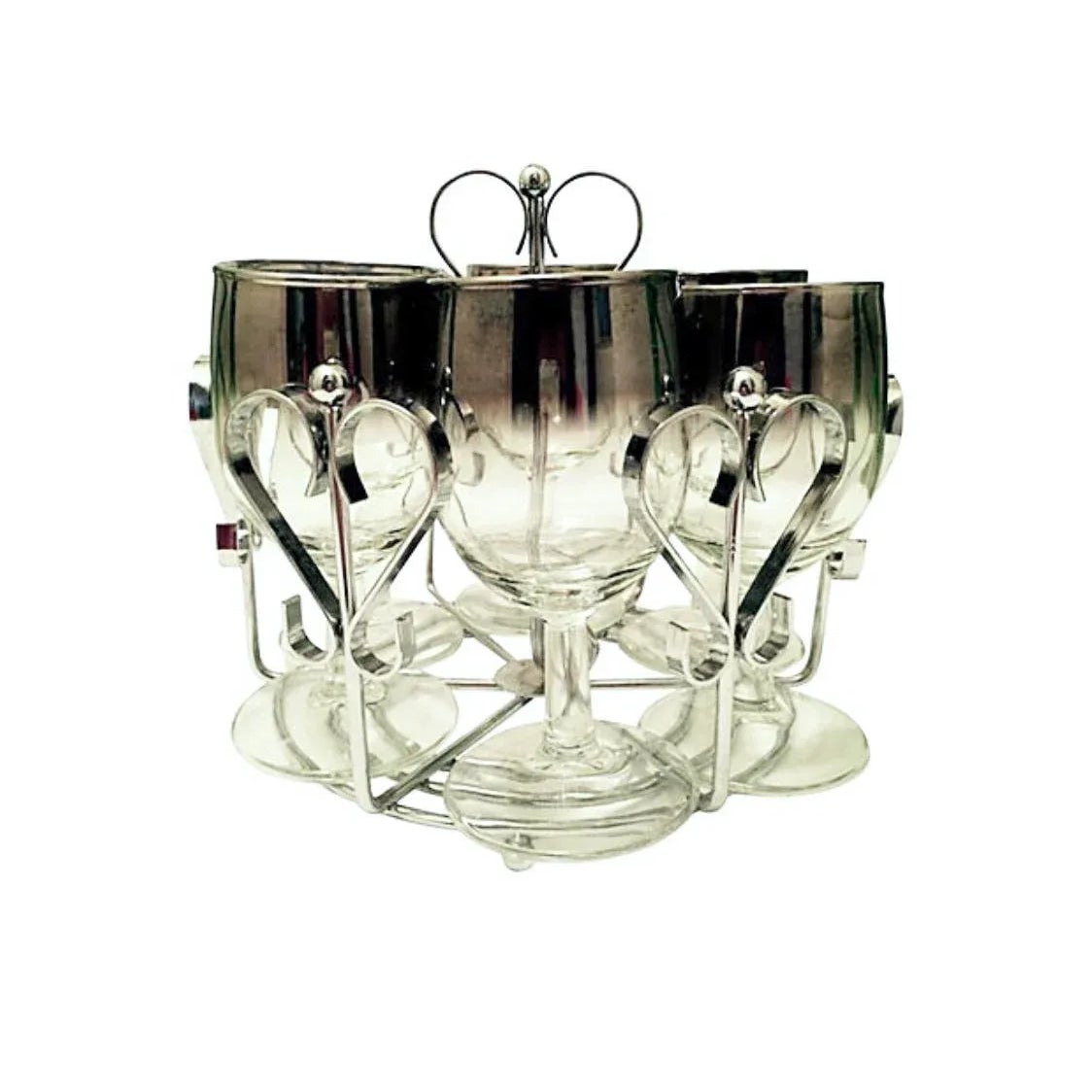 Dorothy Thorpe Style Wine Goblets & Carrier - Set of 6 | Chairish