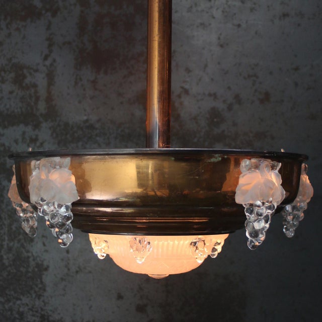 French Art Deco Brass Pendant Light | Chairish