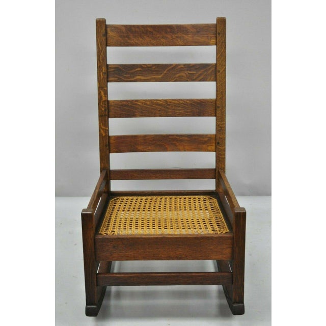 Antique Arts & Crafts Mission Oak Ladder Back Hip Rail Rocker Rocking ...