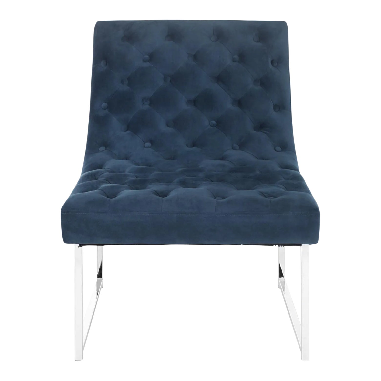 Velvet Tufted Accent Chair in Navy | Chairish