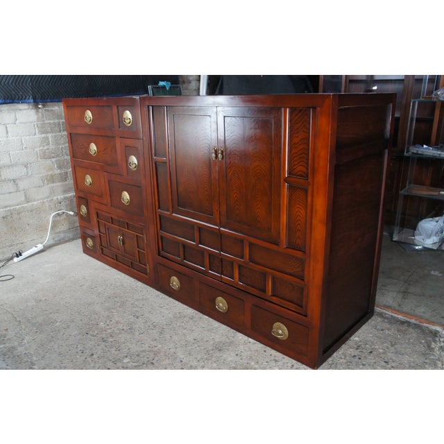 Late 20th Century Vintage Japanese Elm Tansu Step Media Tv Cabinet ...